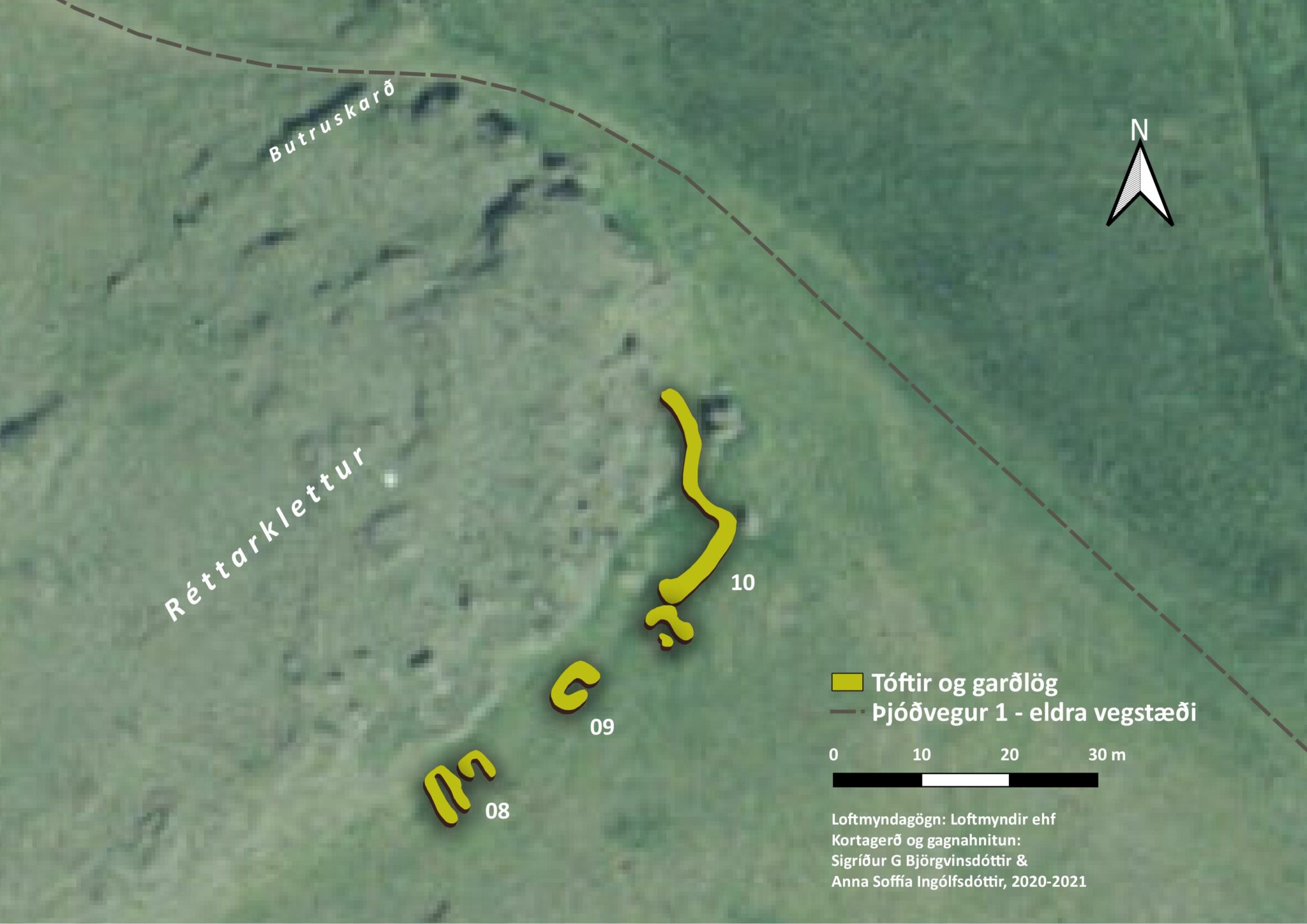 Butra – kort – Búsetuminjar í A-Skaftafellssýslu